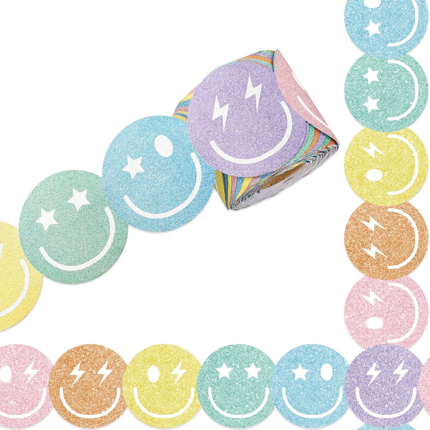 65.6ft Preppy Happy Face Bulletin Board Borders Glitter Pastel Smile ...