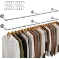 65.7 Inch Industrial Pipe Wall Mounted Clothes Rack Heavy Duty ...