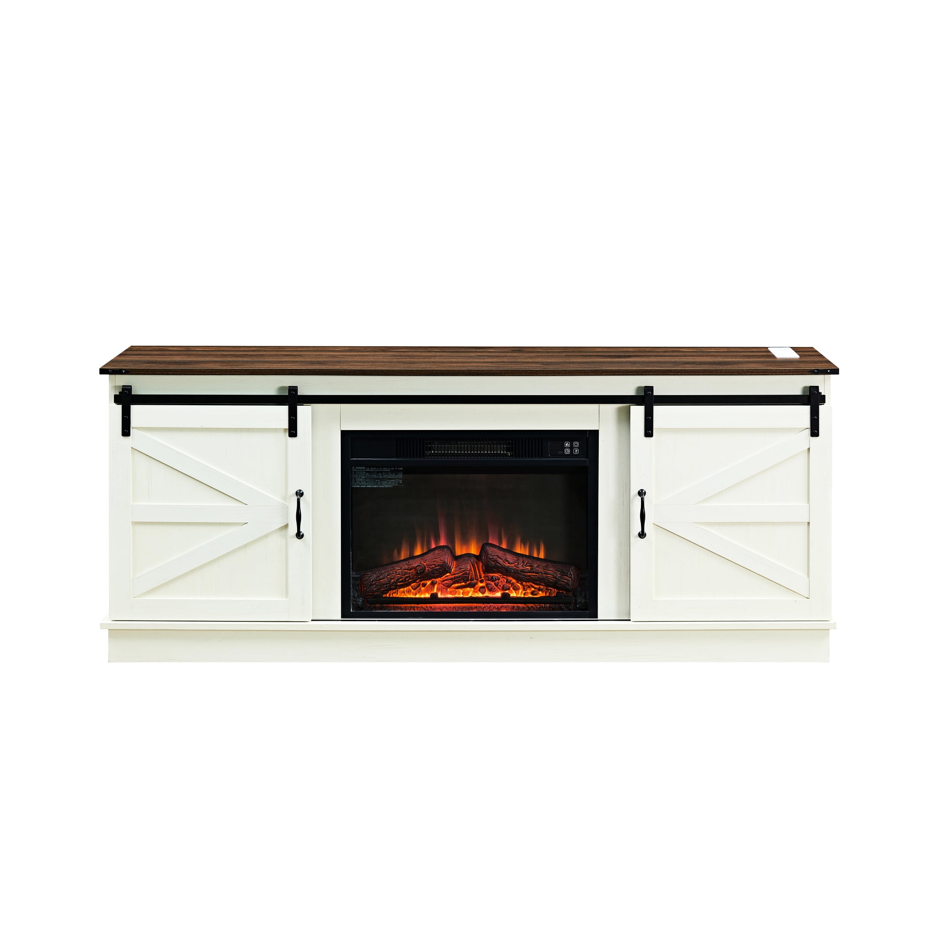 65/70/75-inch Tv Stand With Fireplace, Style, Sliding Doors, 2 Sockets ...