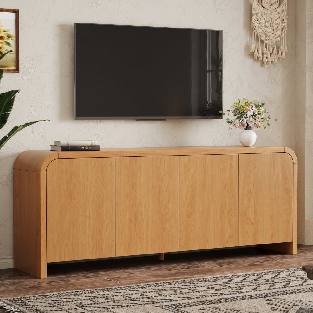 65.74" TV Stand for TVs up to 70", Curved Edge Media Console Table with ...