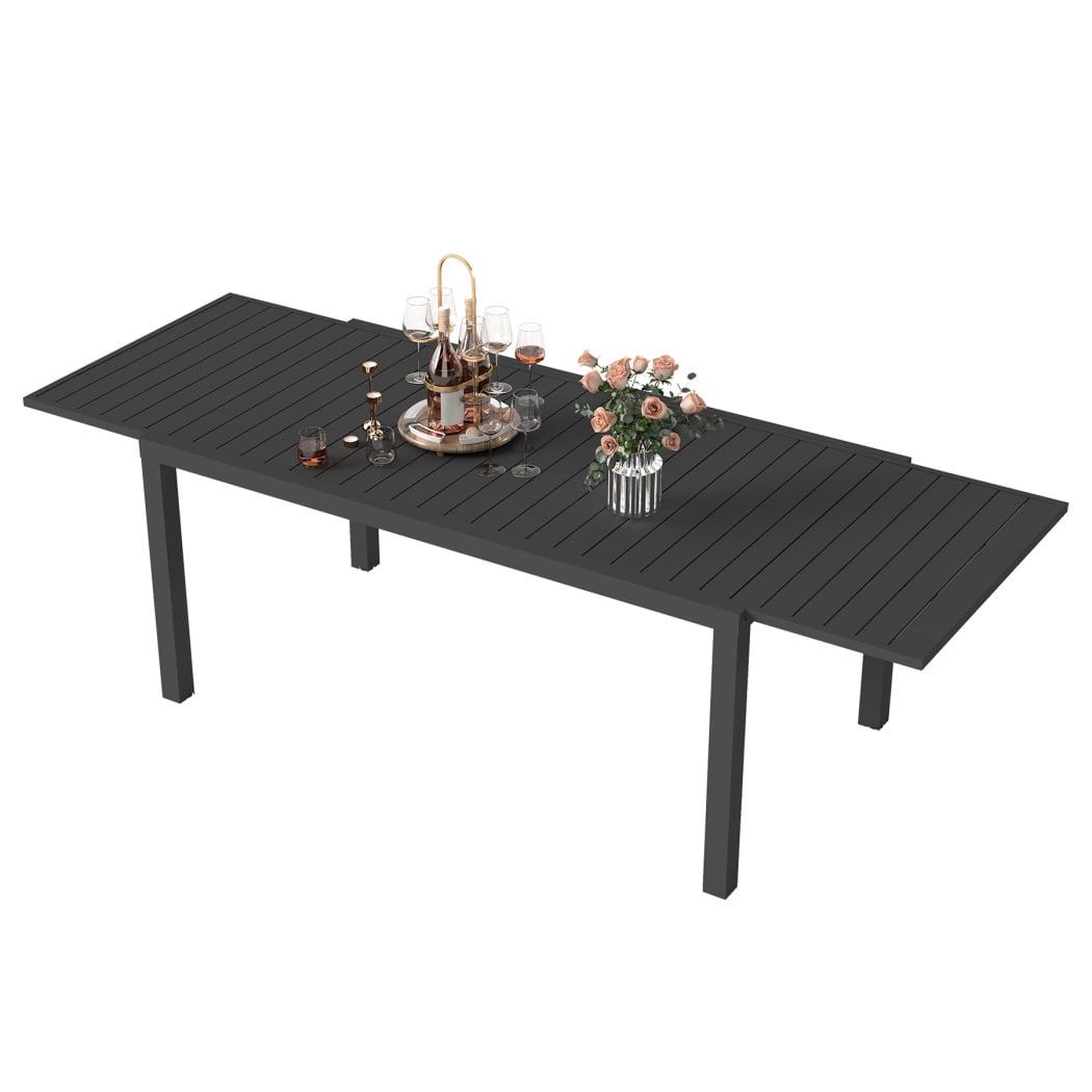 65"-97" Extentable Outdoor Dining Table, Aluminum Patio Dinner ...