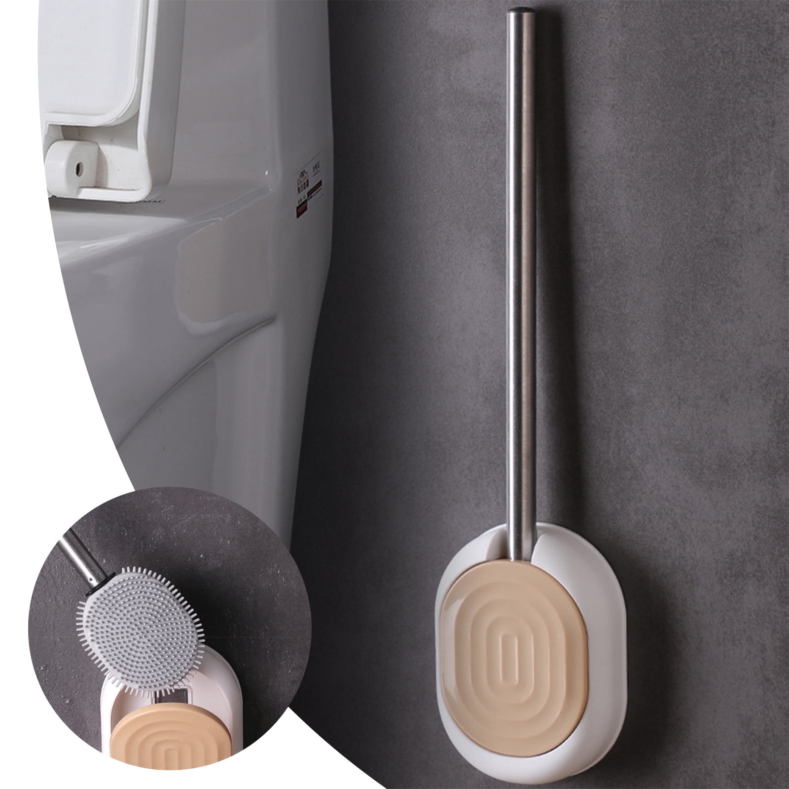 Aoujea Toilet Brush With Holder, Silicone Bristles Bathroom Cleaning ...