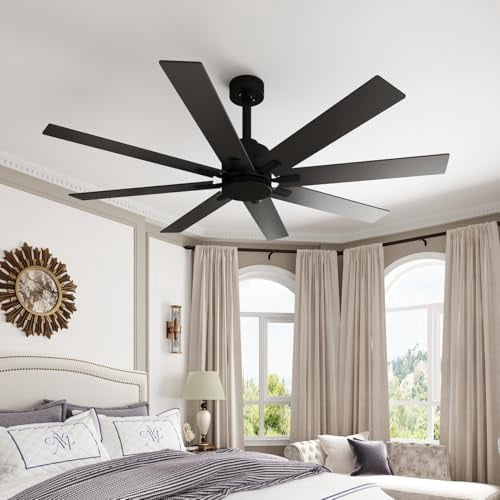 65" Ceiling Fan with Remote, Outdoor Flush Mount Ceiling Fan with 8 ...