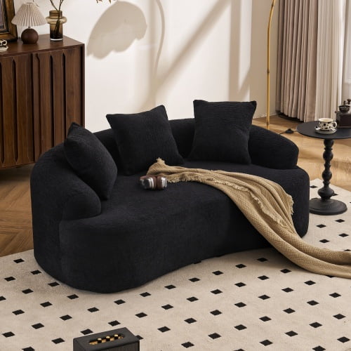 65" Chenille Mid-Century Modern Sofa, Mid-Century Modern Couch with 30D ...