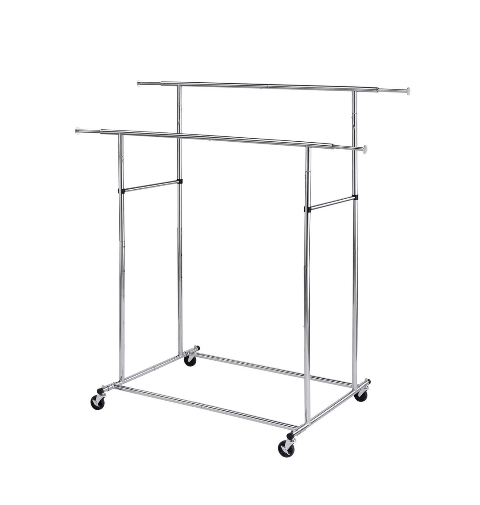 65" Dual Bar Adjustable Garment Rack - Industrial Clothing Rack with ...