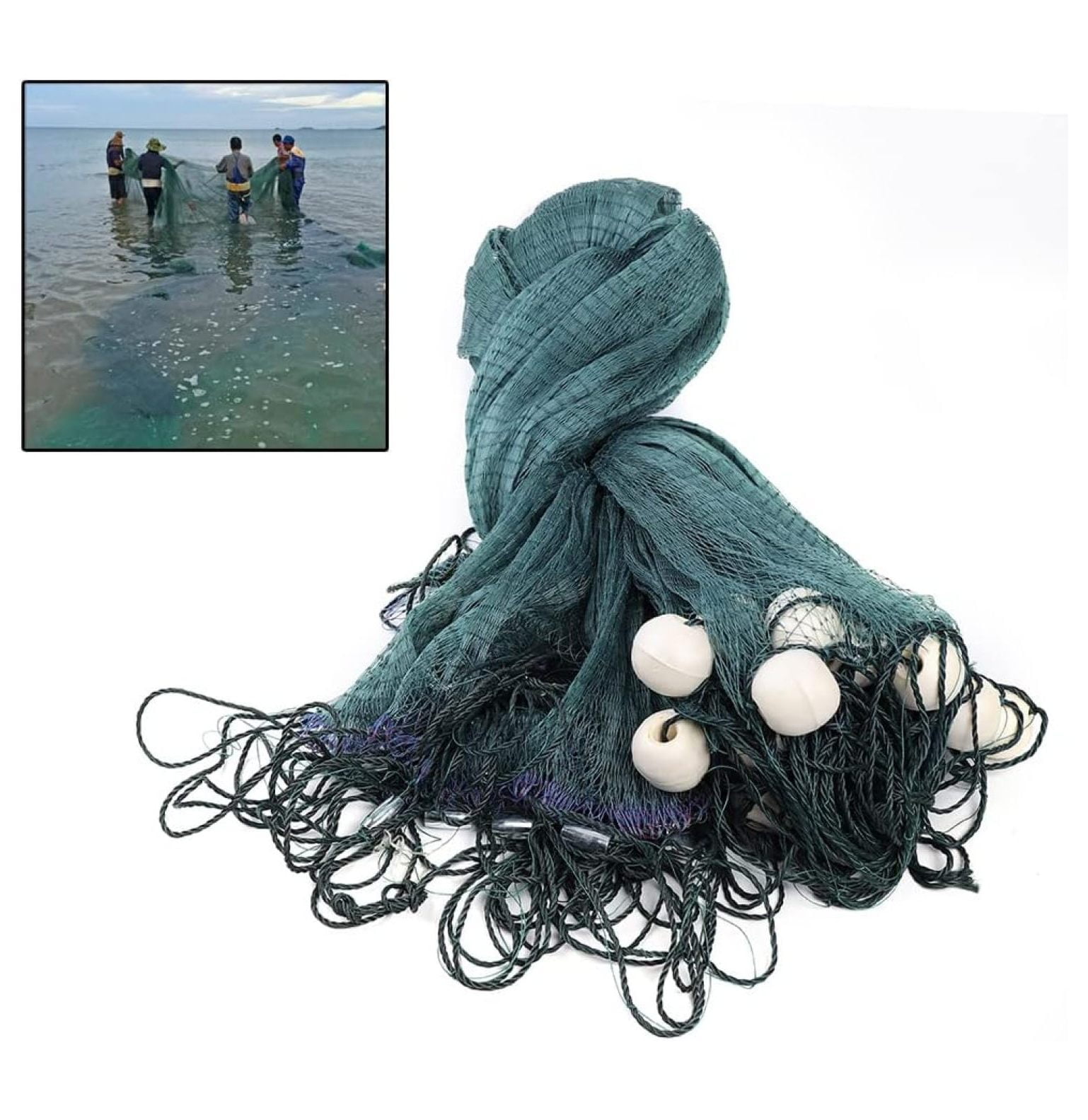 65 FT Fishing Drag Net Beach Drag Net Fishing Drag Cast Net Easy Throw ...
