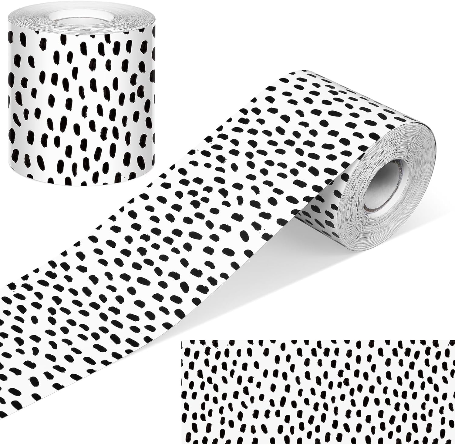 65 Feet Bulletin Board Borders Black and White Polka Dots Striped Grid ...