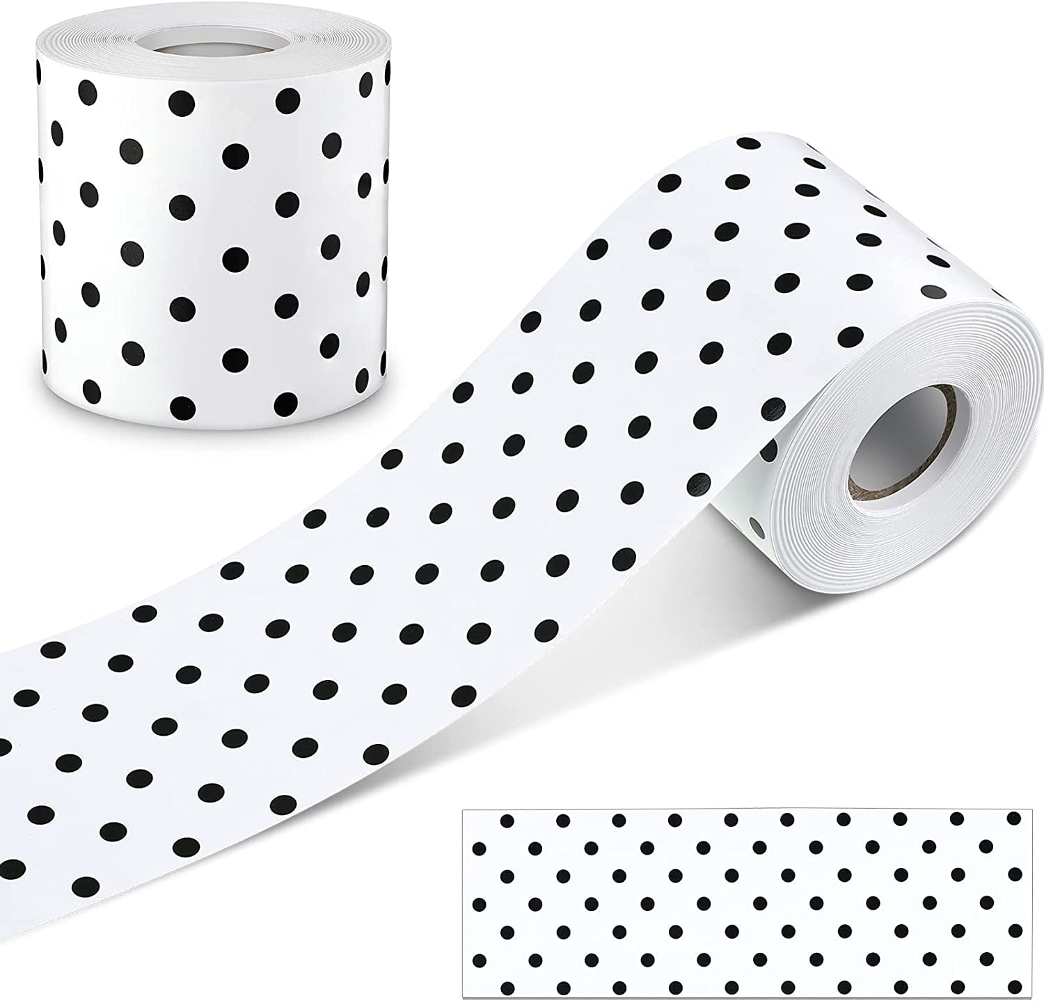 65 Feet Bulletin Board Borders Black and White Polka Dots Striped Grid ...