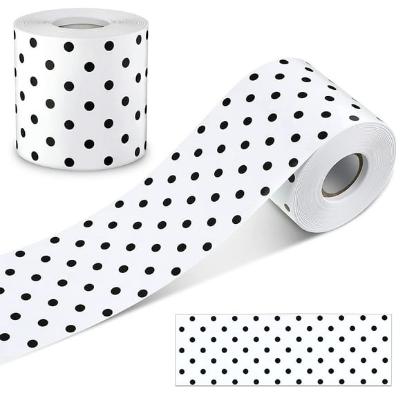 65 Feet Bulletin Board Borders Black and White Polka Dots Striped Grid ...