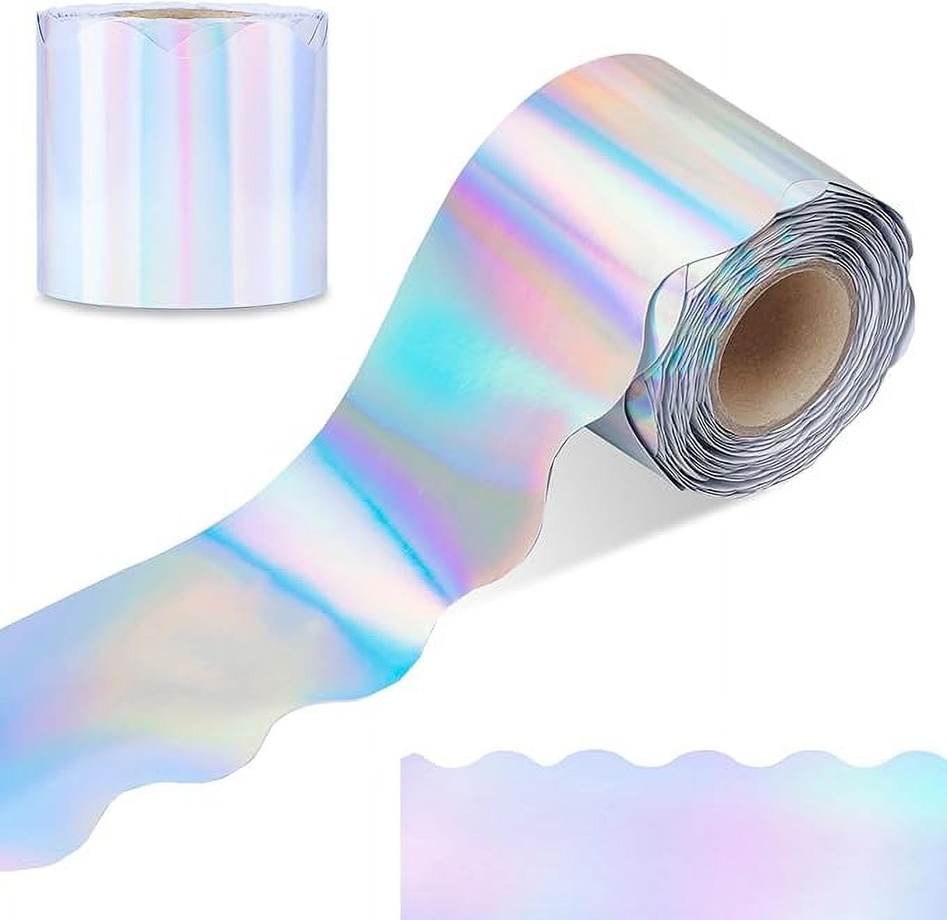 65 Feet Iridescent Bulletin Board Borders, Holographic Scalloped ...