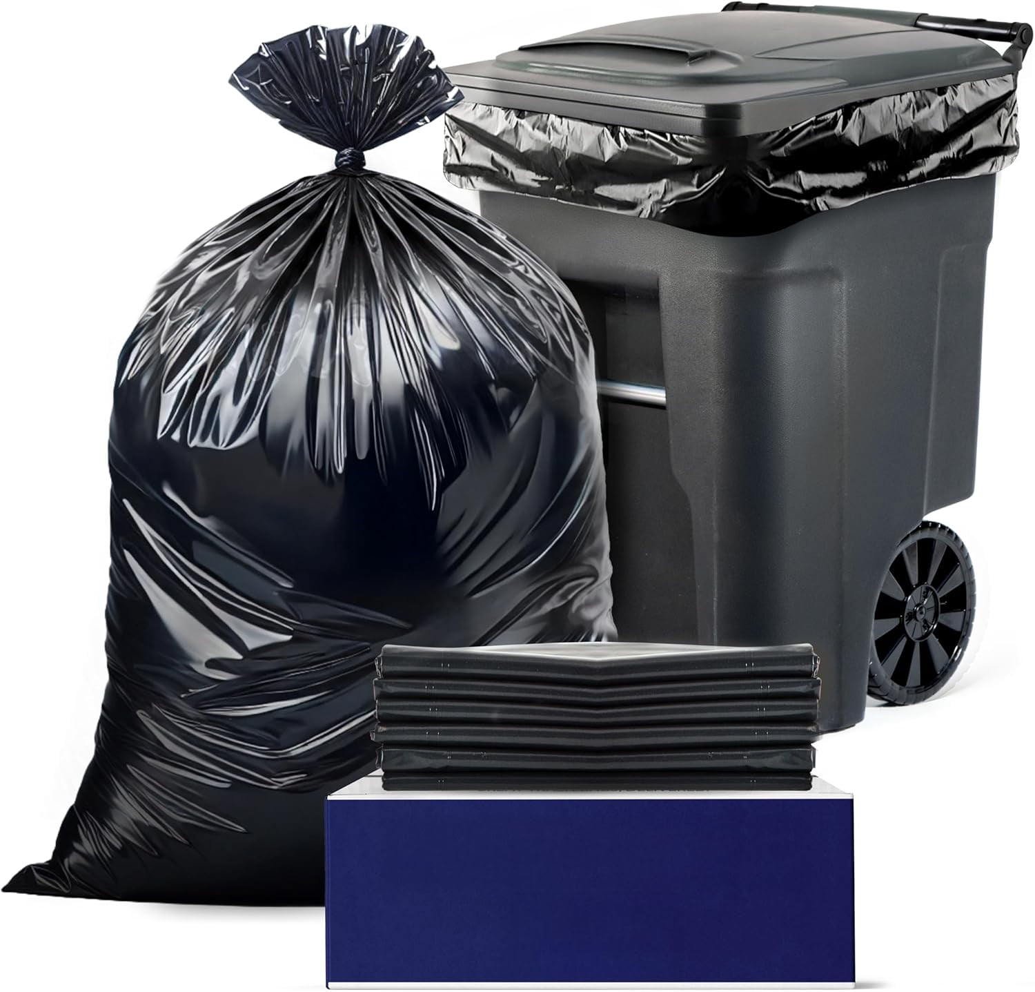 65 Gallon Trash Bags │ 3.0 Mil │ Black Heavy Duty Garbage Can Liners ...