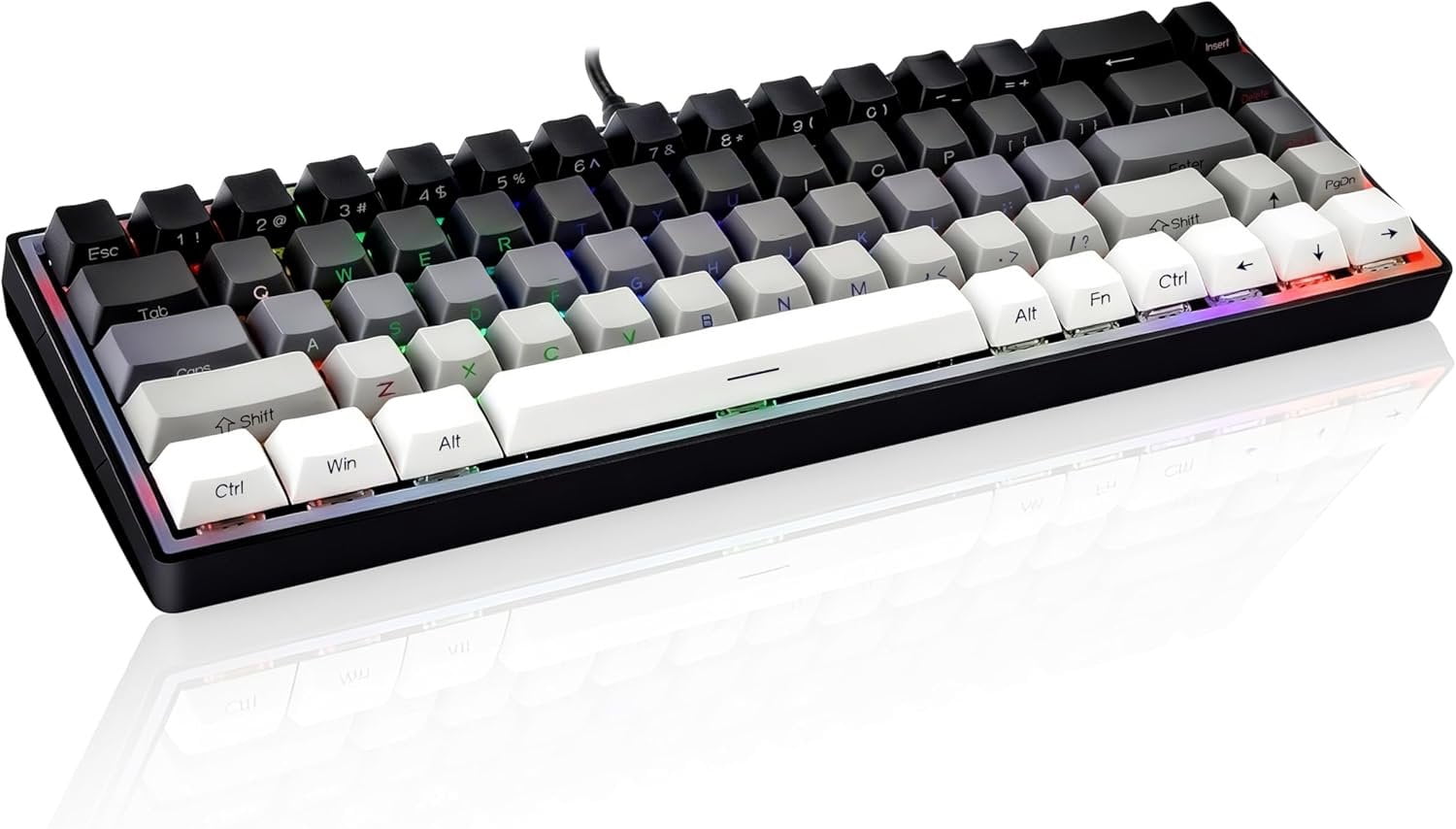 65% Gaming Keyboard, LED Backlit Mini Wired Keyboard, Ultra-Compact ...