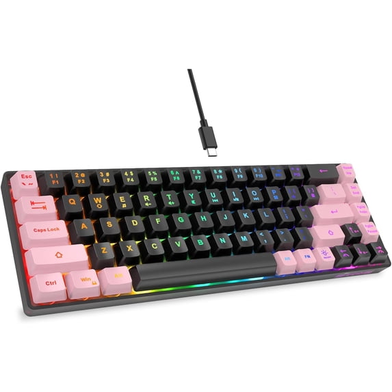 65% Gaming Keyboard, LED Backlit, Ultra-Compact Anti-Ghosting No ...