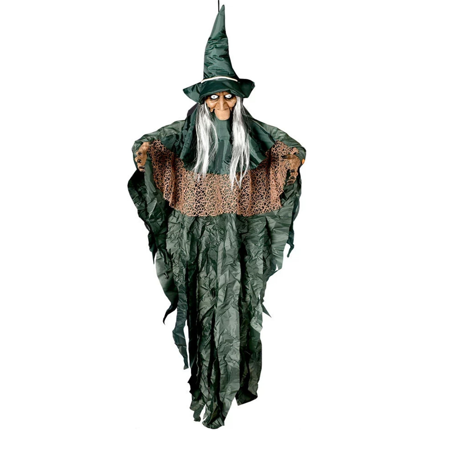 65'' Halloween Hanging Witch with Scary Sound Effect and Red Eyes, Life ...