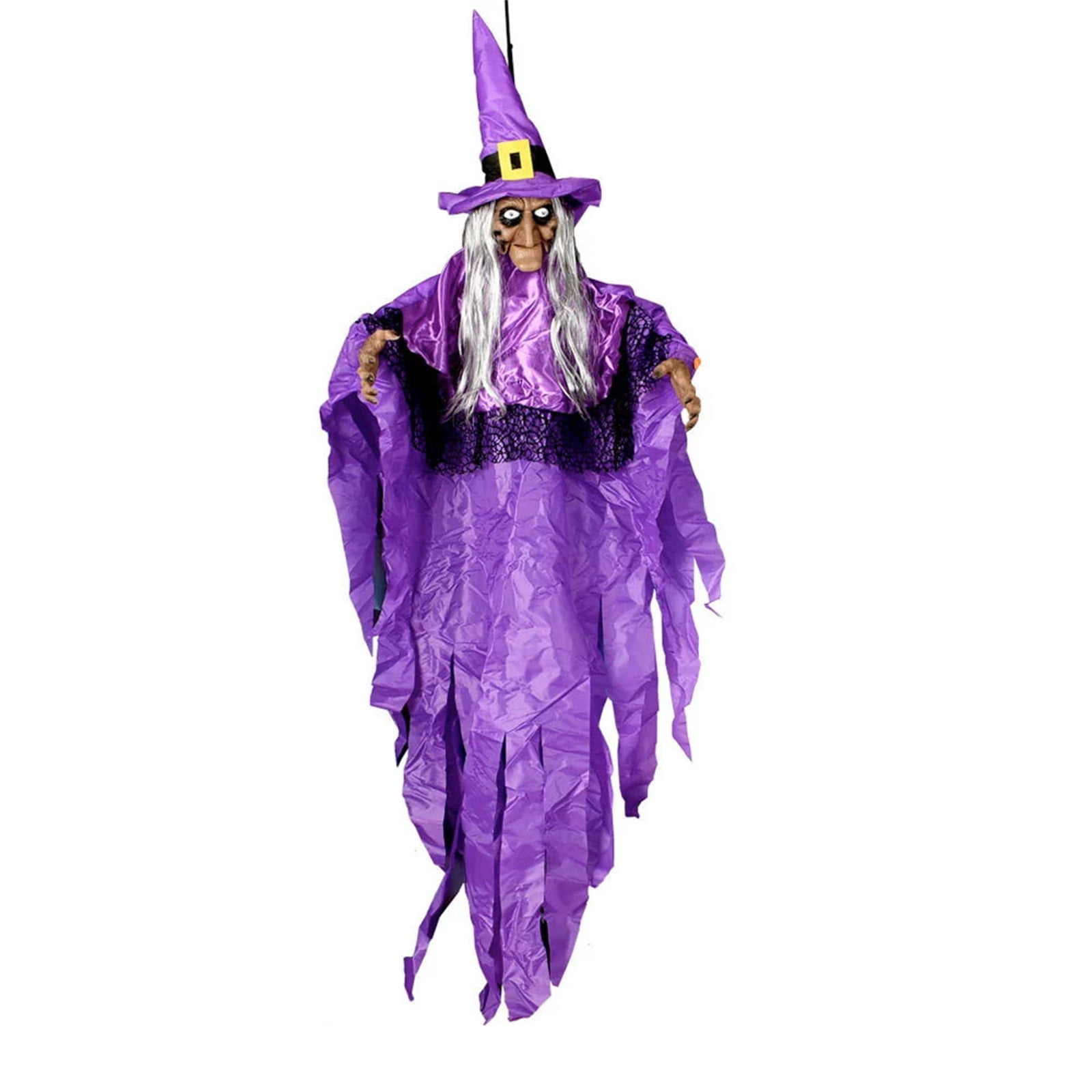 65'' Halloween Hanging Witch with Scary Sound Effect and Red Eyes, Life ...