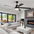 65 Inch Black Ceiling Fan with Light, Quiet Reversible Motor Remote ...