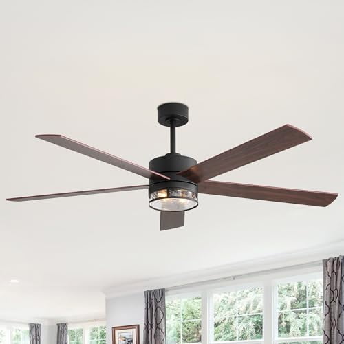 65 Inch Ceiling Fans with Lights, 5 Reversible , Farmhouse Ceiling Fan ...