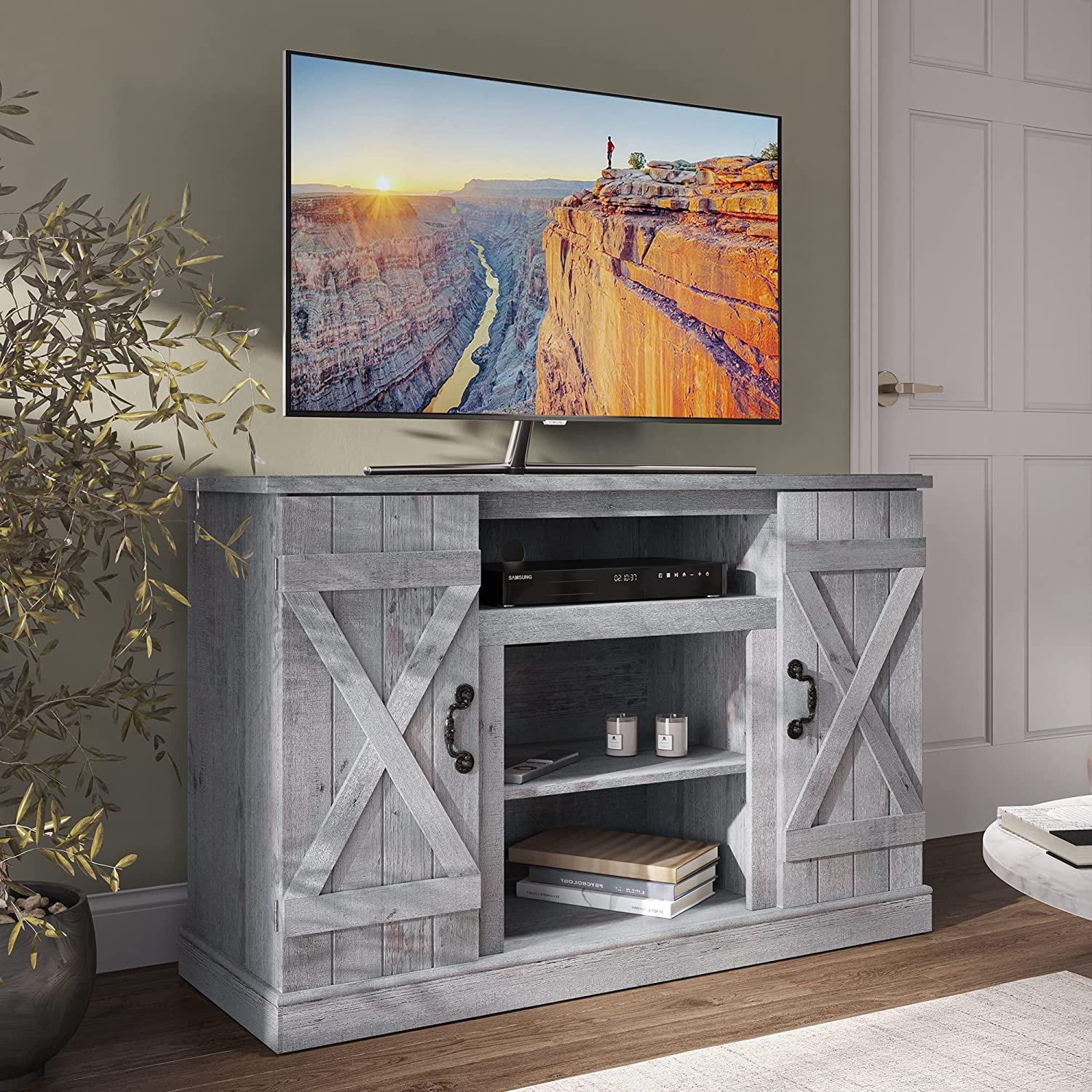 65 Inch Farmhouse Style Entertainment TV Stand for TVs Up to 70 Inches ...