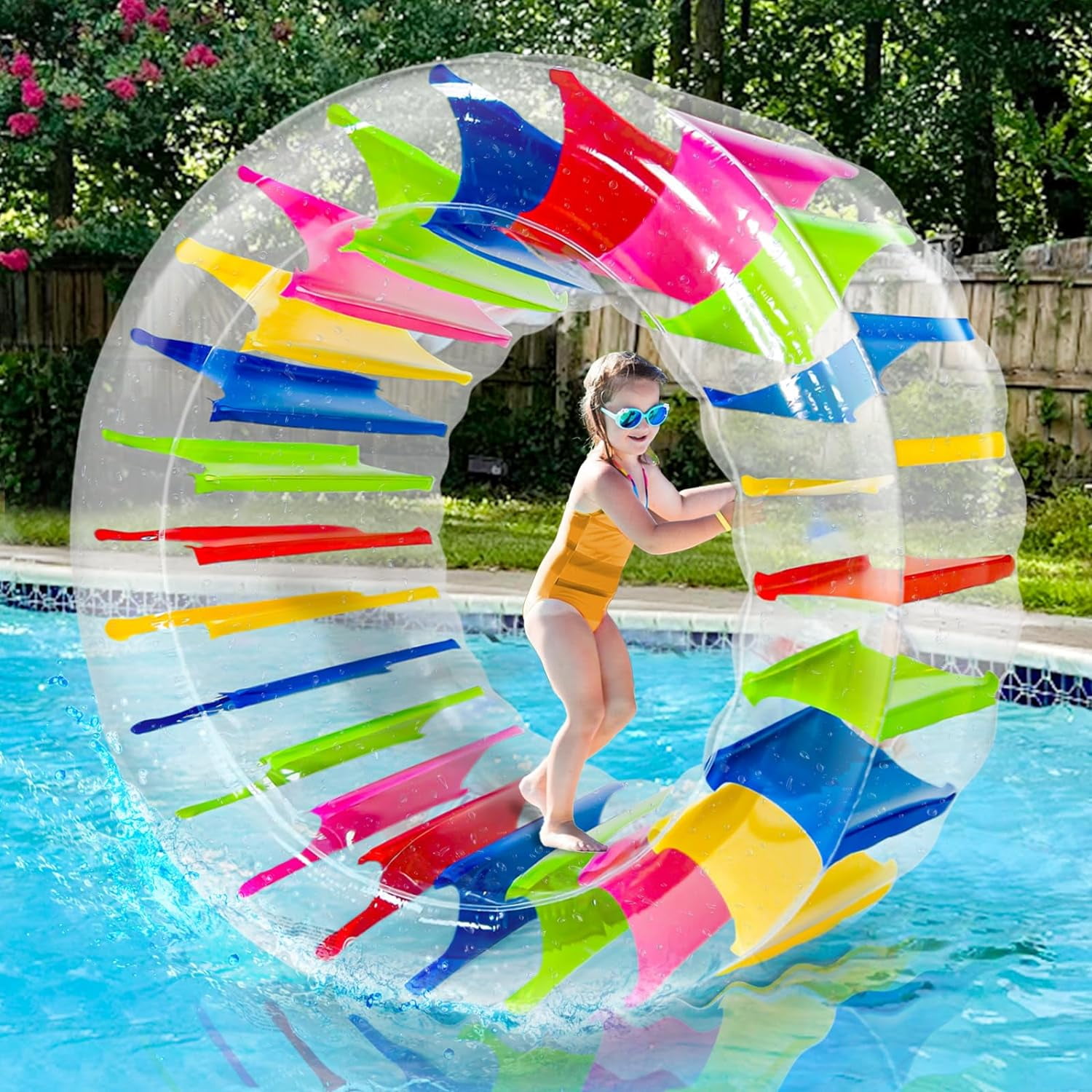 65 Inch Inflatable Wheel Roller Pool Floats Toys for Kids, Kids Pool ...
