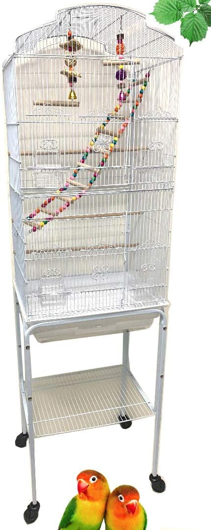 65-Inch Large Flight Bird Cage with Toys and 10-Step Play Ladder for ...