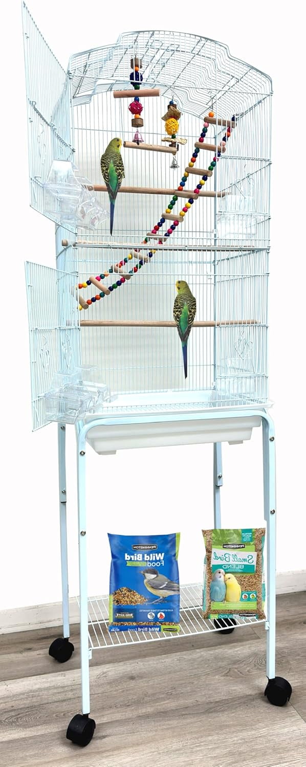 65-Inch Large Flight Bird Cage with Toys and 10-Step Play Ladder for ...