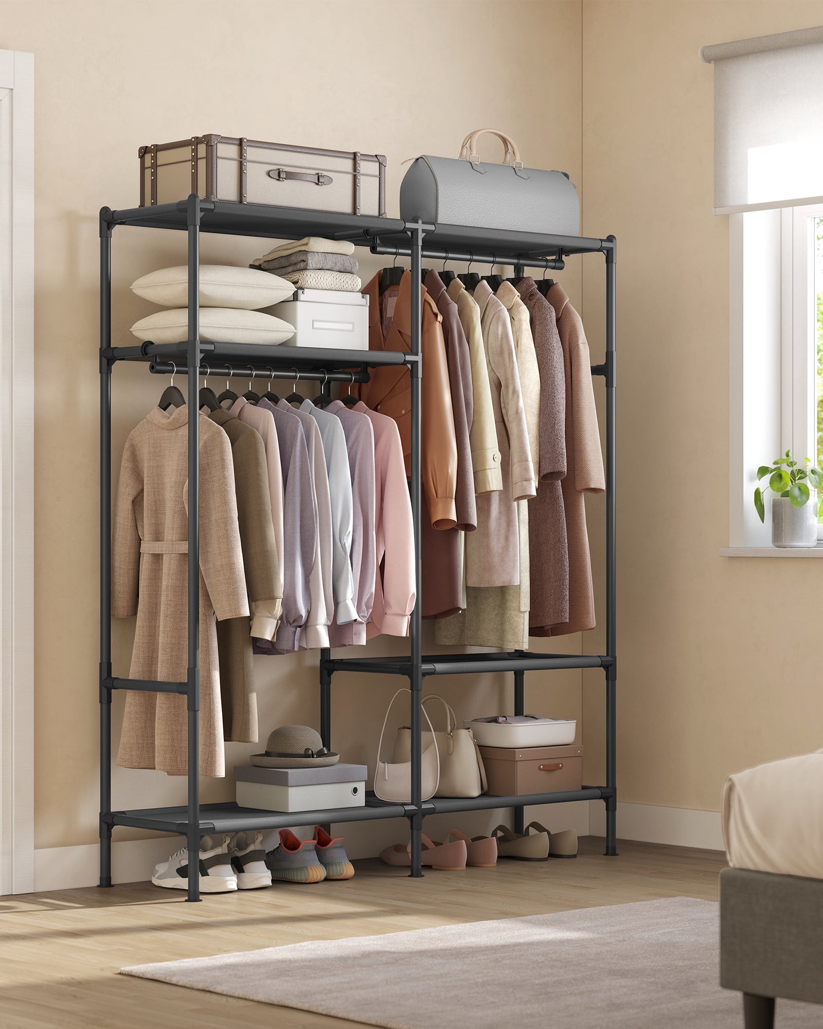 SONGMICS, Portable Wardrobe Clothes Rack, 65 Inch, Black - Walmart.com