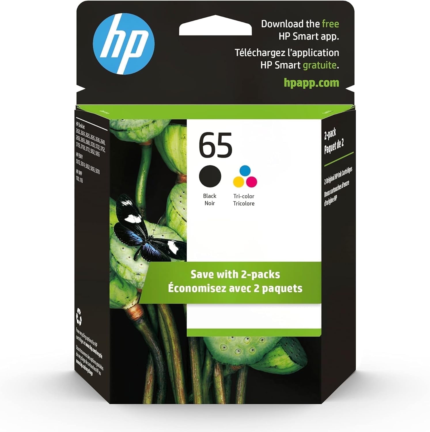 65 Ink Cartridges Compatible for HP 65 Black/Tri-color Ink Cartridges ...