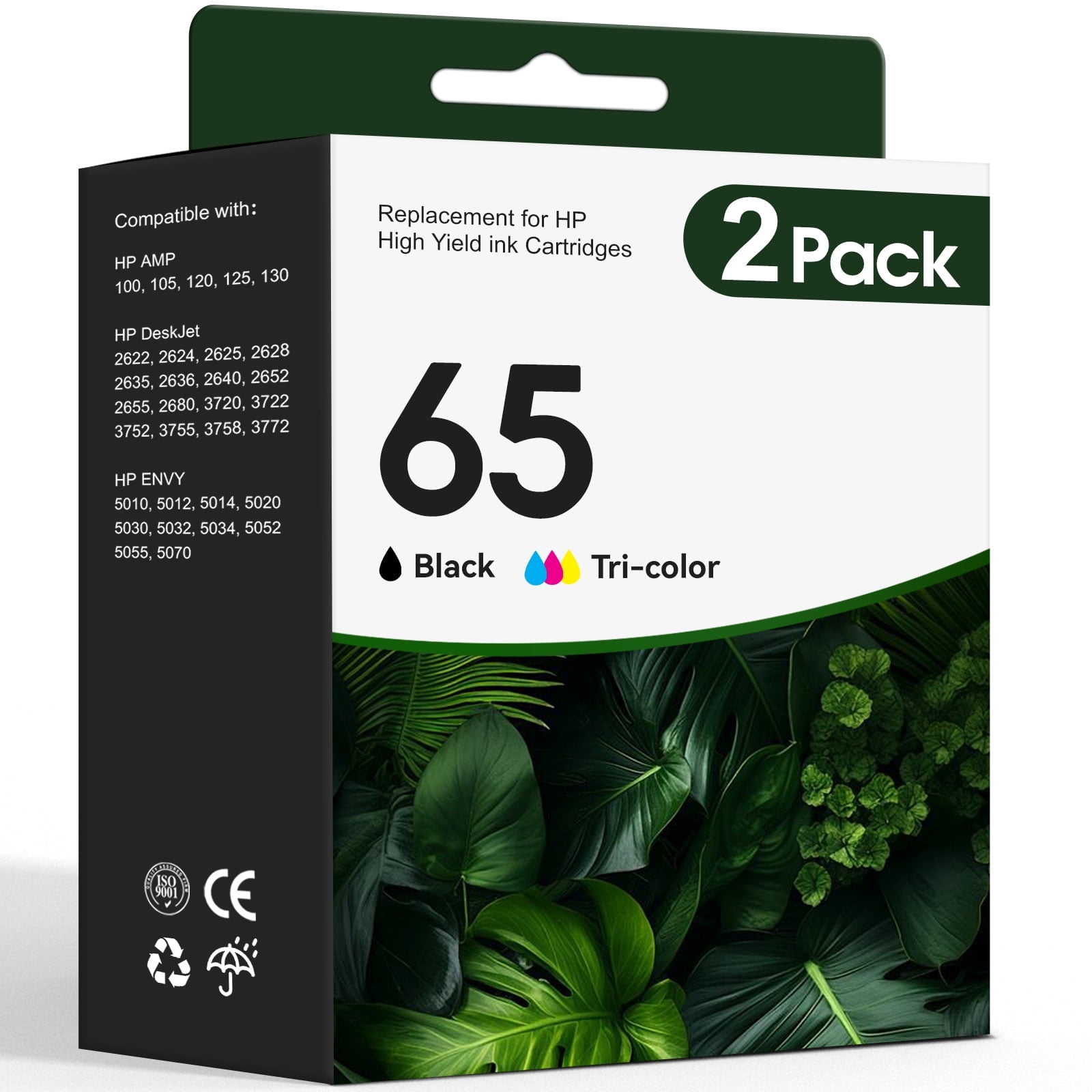 65 Ink Cartridges for HP 65 Black/Tri-color Ink Cartridges (2 Pack ...