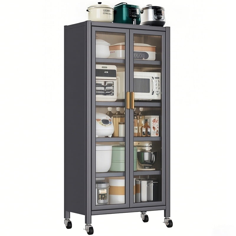 65" Kitchen Pantry Storage Cabinet, 6 Tier Metal Display Storage ...