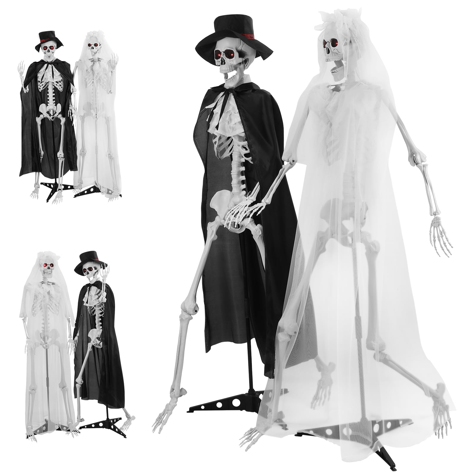65" Life Size Posable Halloween Skeleton Decor, 1 Pair Bride & Groom ...