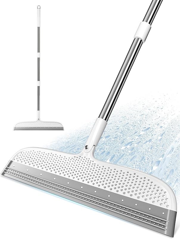 65" Long Handle Silicone Floor Squeegee -180 ° Rotating Head with ...