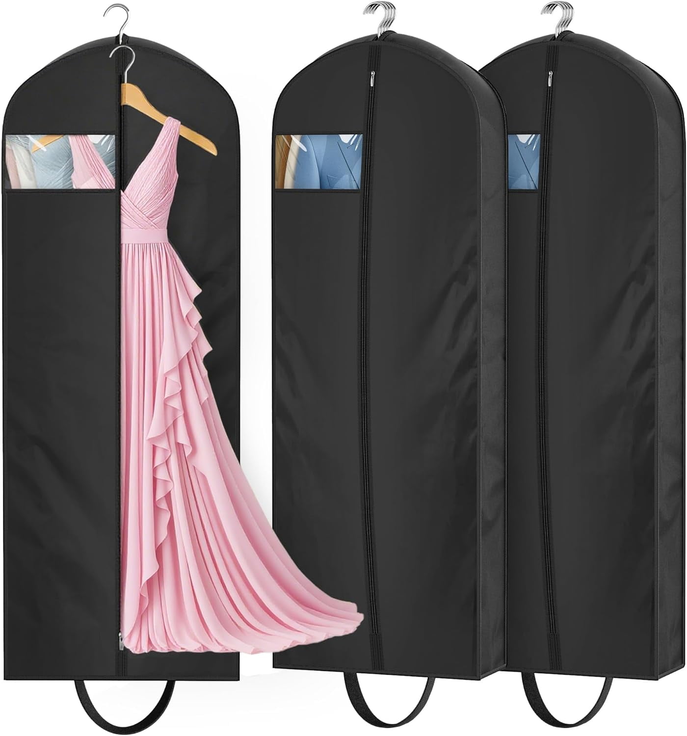 65" Long for Travel 4" Gusseted Dress Bag for Hanging Clothes Cover 3 ...