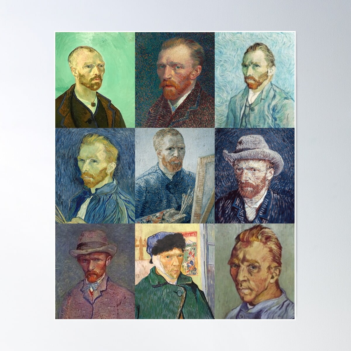 65 Mcmlxv Vincent Van Gogh Self Portraits Collage Pattern Poster Wall ...