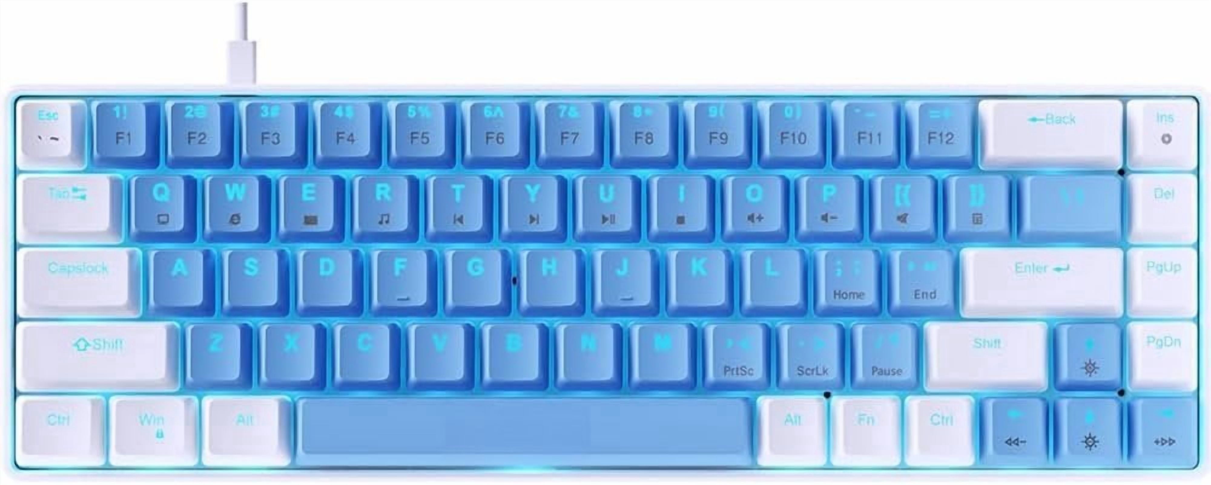 65% Mechanical Keyboard with Blue Backlight 68-Key Gaming Keyboard ...