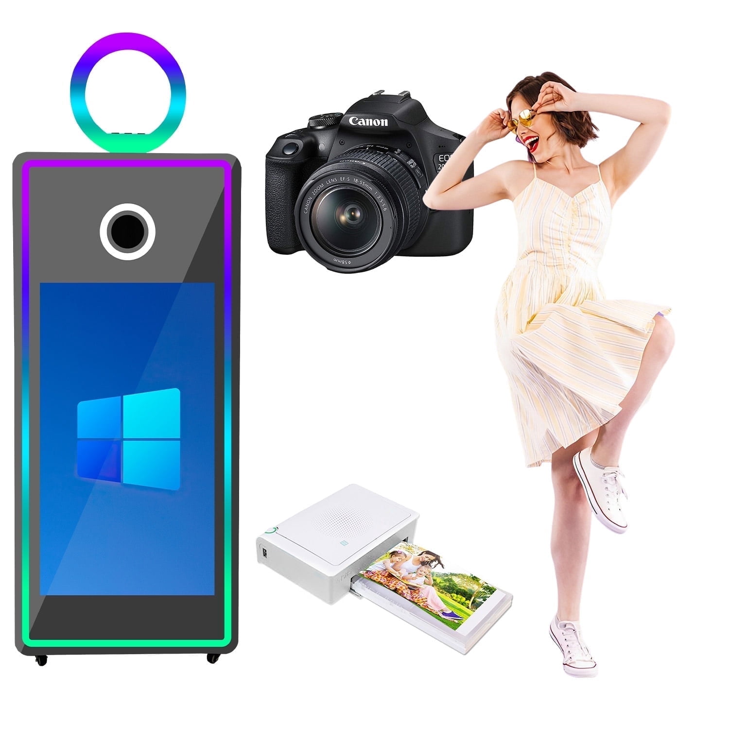 WideMeet 65''Mirror PhotoBooth Selfie with 43''Touch Screen Machine for ...