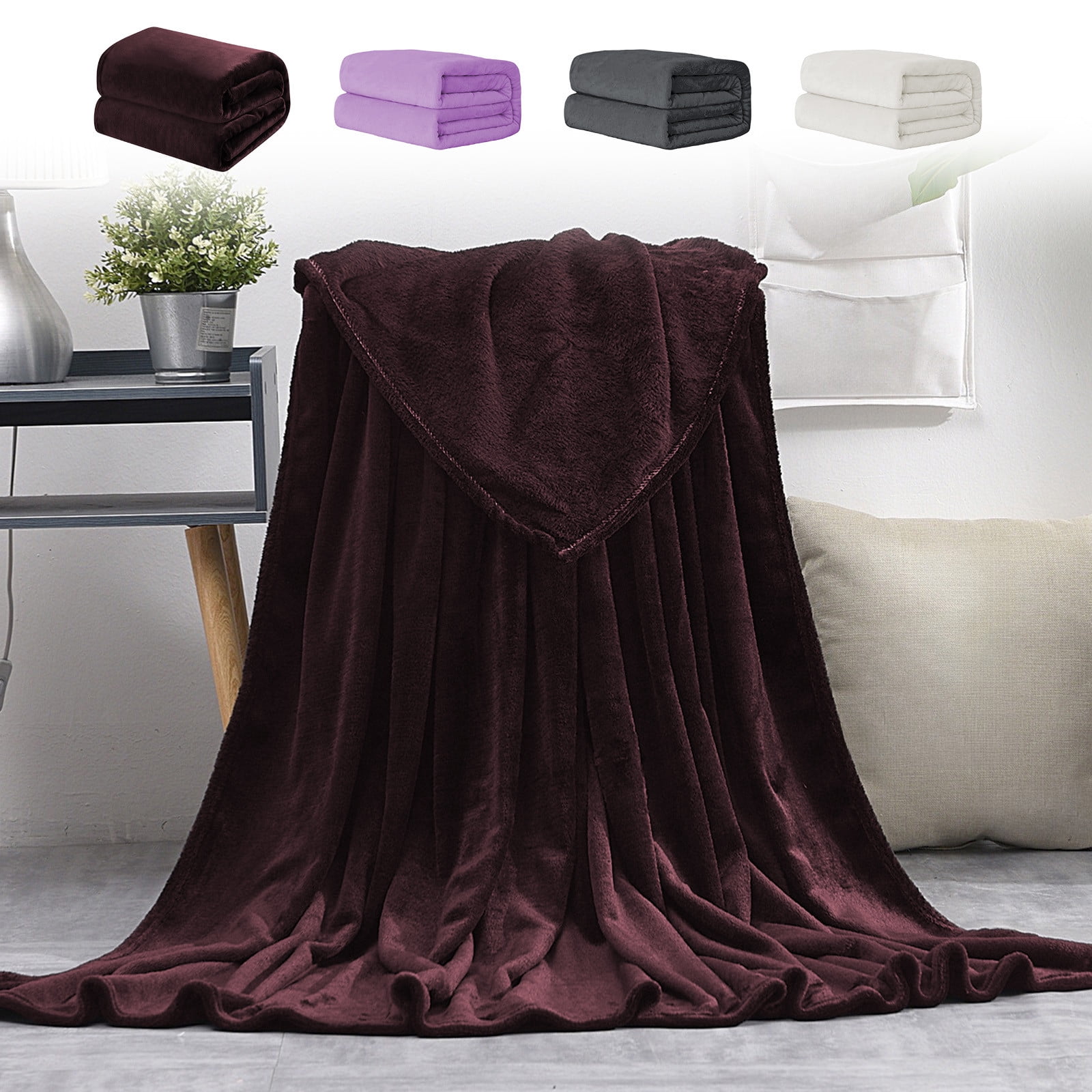 PALIFEUR Solid Color Fleece Blanket Super Soft Warm Throw Blanket ...