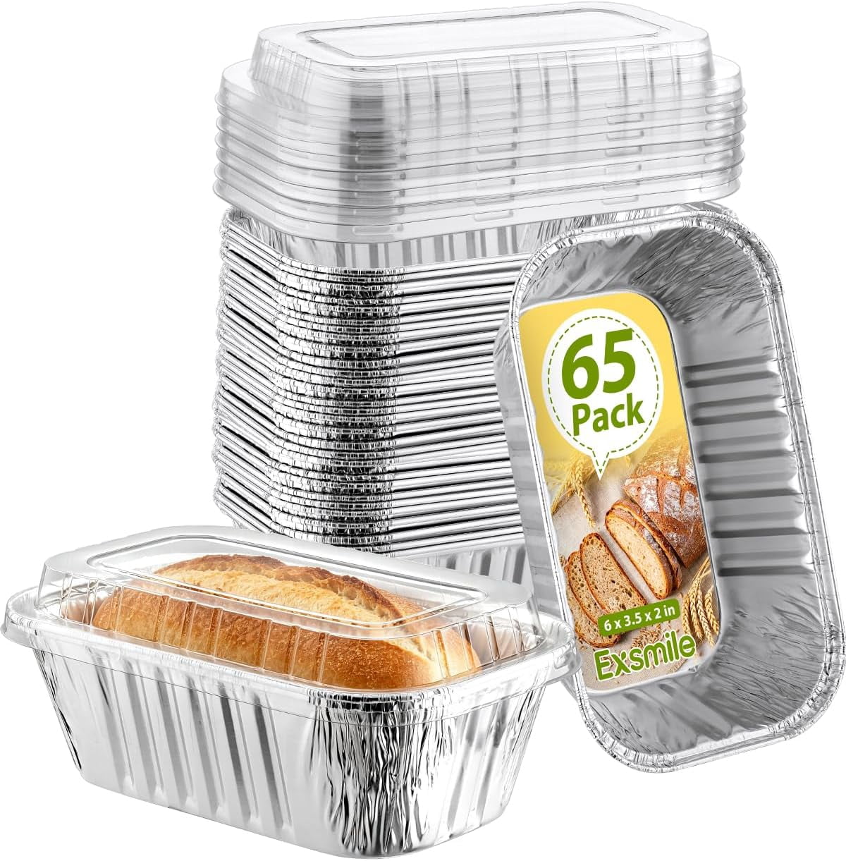 65 Pack 1 Lb Aluminum Loaf Pans with Lids - 6x3.5x2 Mini Loaf Pan ...