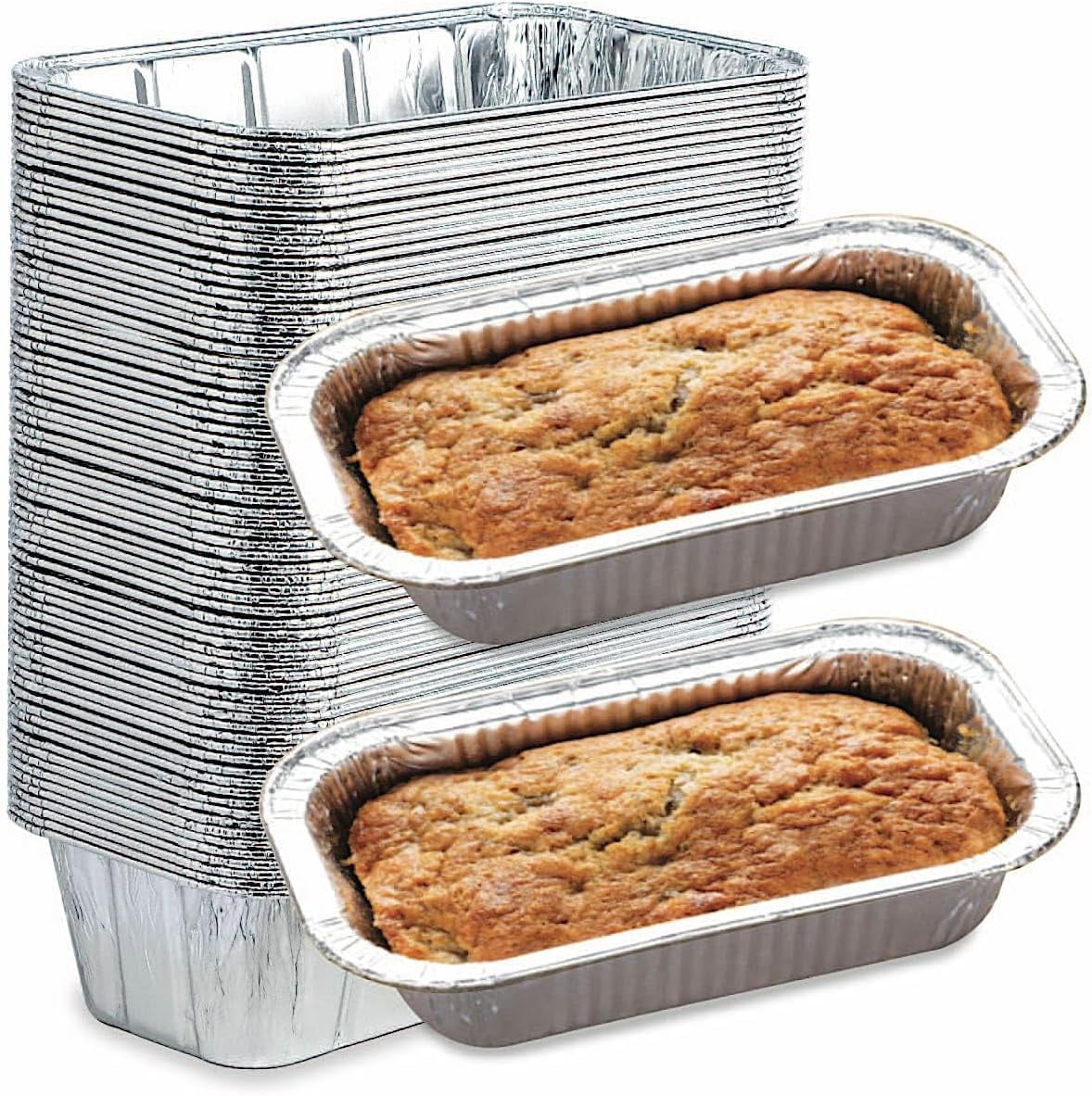 (65 Pack) 2Lb Foil Bread Pans for Baking, Disposable Bread Pans ...