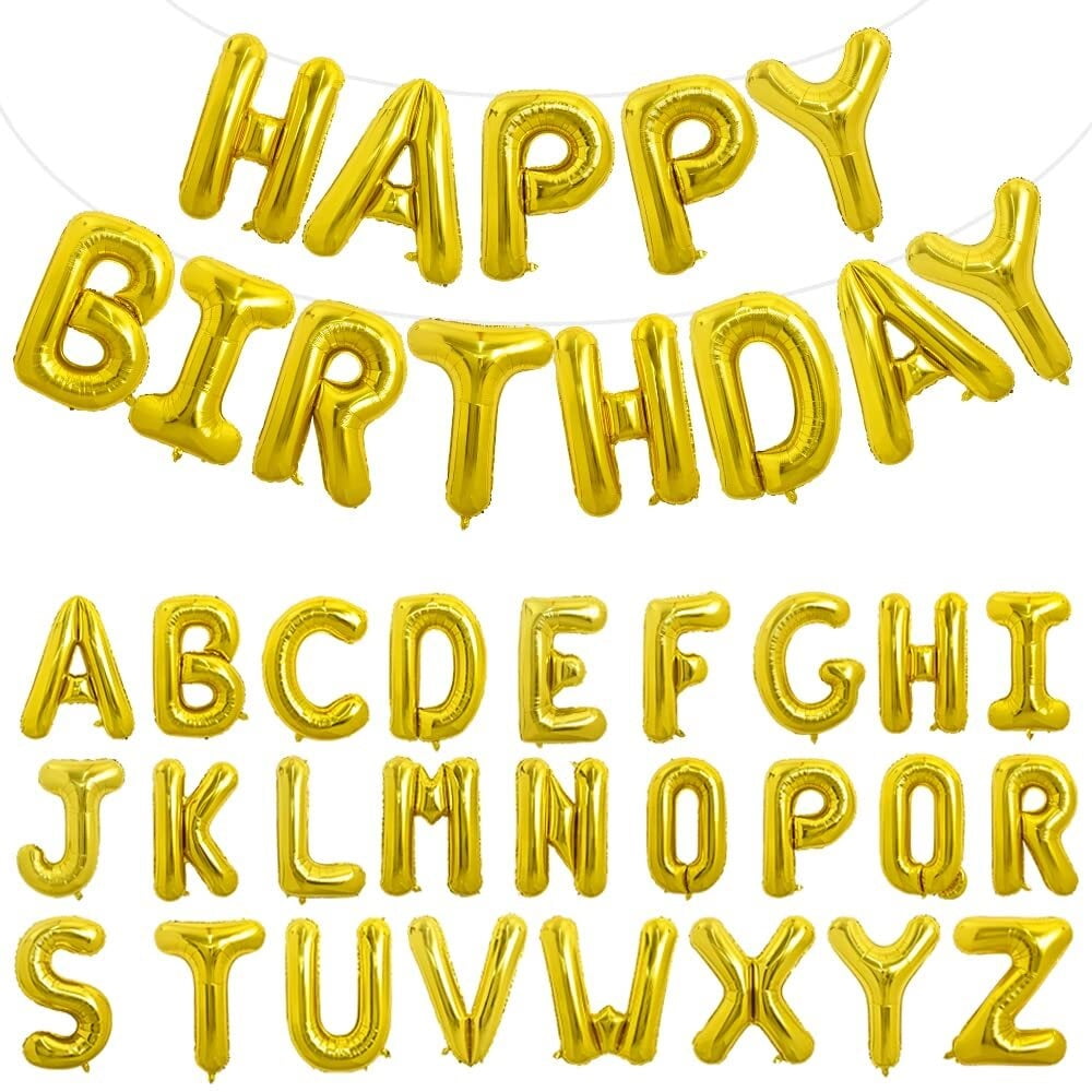 65 Pcs 16 Inch Black Happy Birthday Balloons and 2 Sets A-Z Foil ...