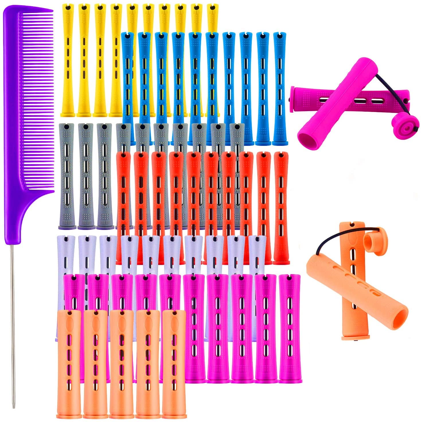 65 Pcs Hair Perm Rods Set, Plastic Perming Rods Cold Wave Rods Hair ...