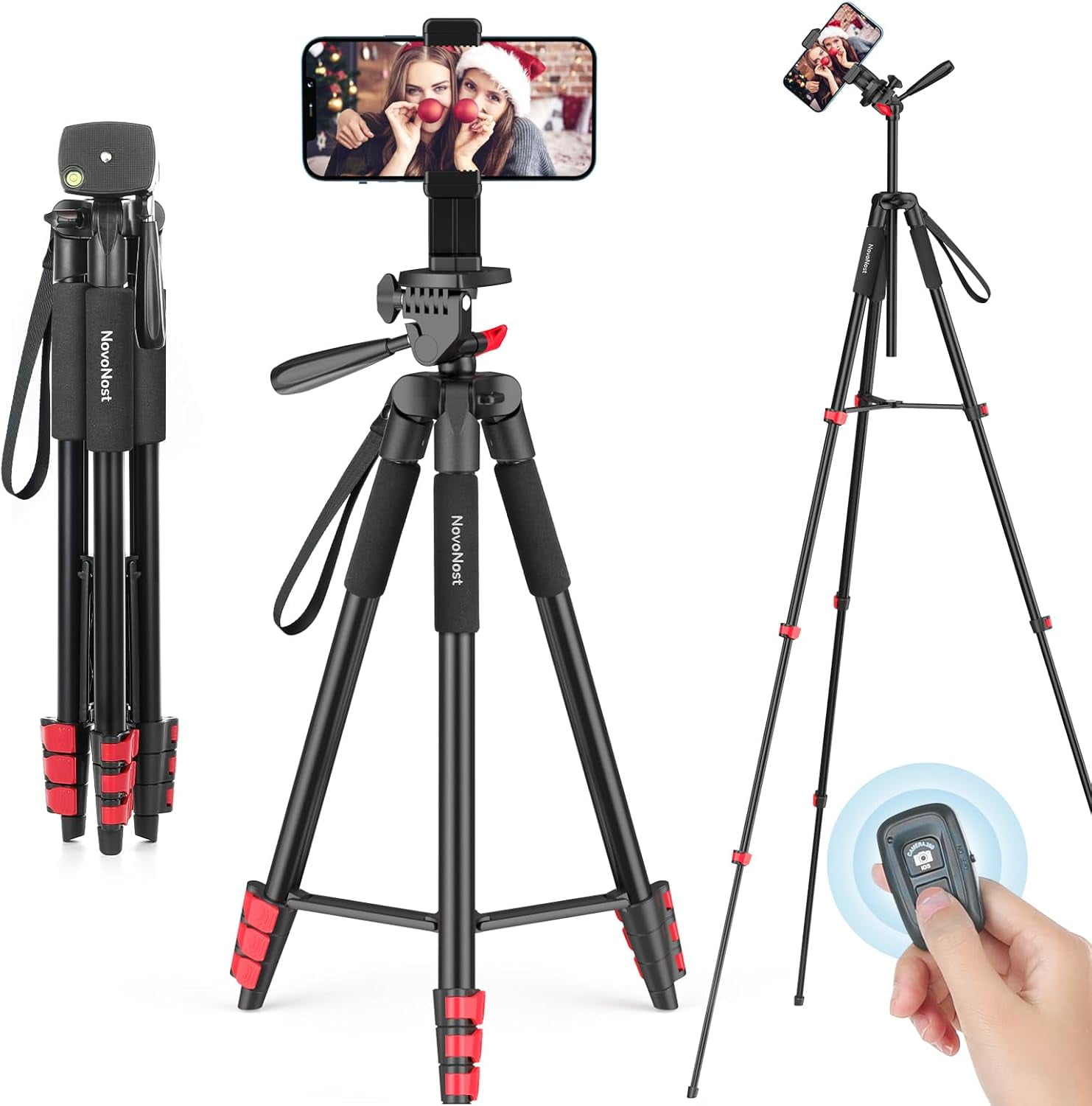 65" Phone Tripod Stand, Tripod for iPhone & Camera with Wireless Remote ...