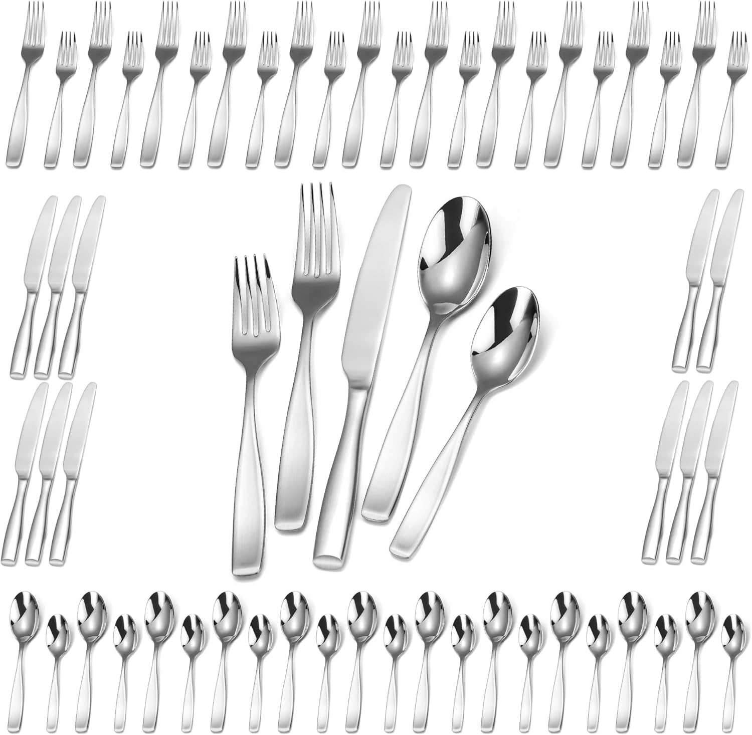 65-Piece 18/10 Stainless Steel Flatware Set for 12, Heavy Duty ...