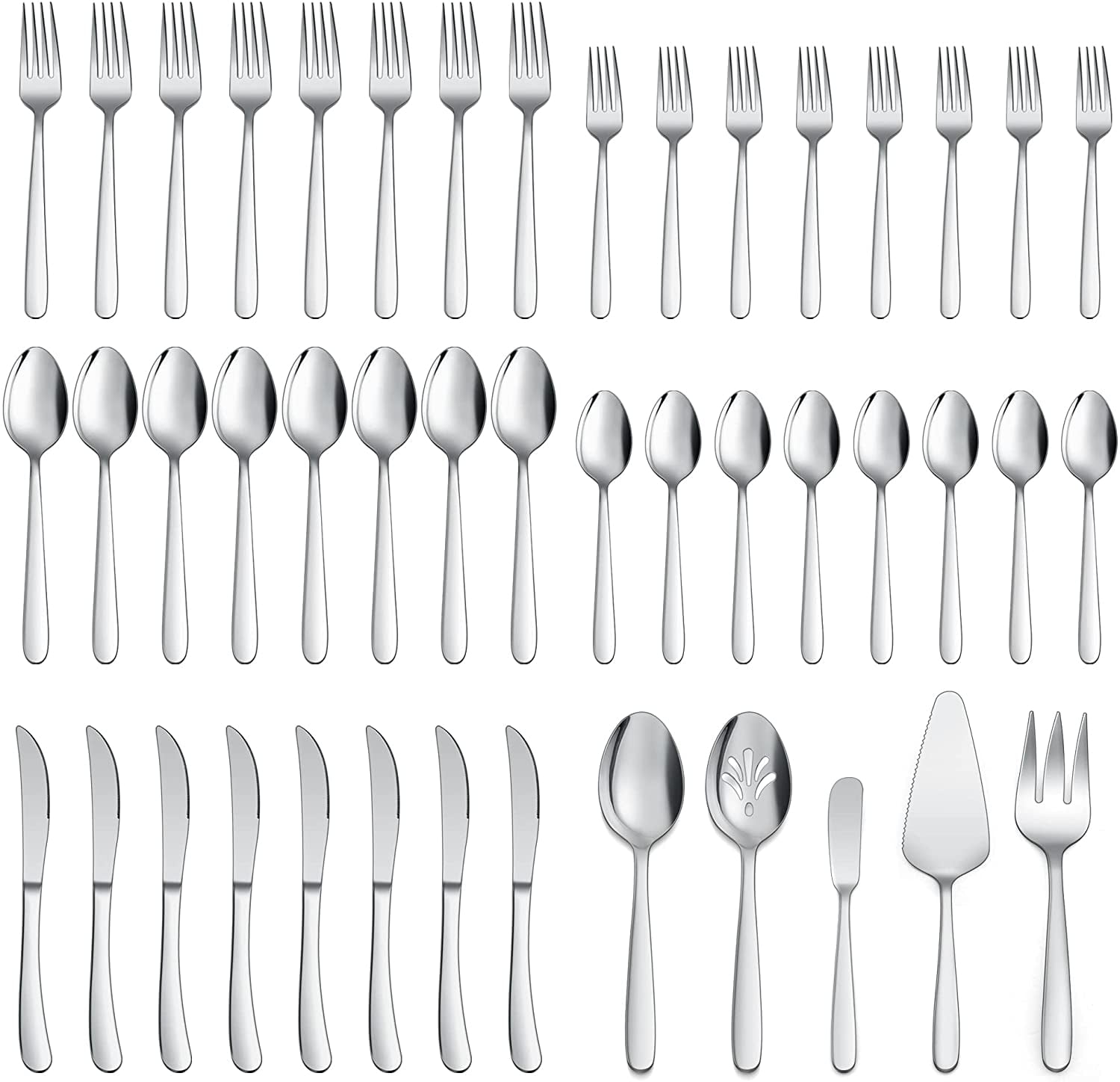 65-Piece Heavy Duty Silverware Set with Serving Utensils, Stainless ...