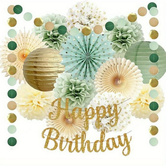 65-Piece Sage Green Birthday Decor Set, Elegant Party Decorations with ...