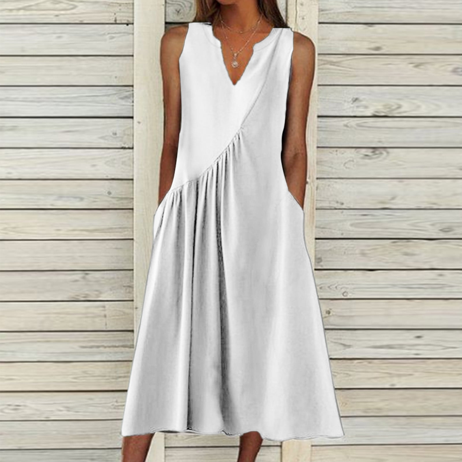 Up to 65% off SEMPAI Sun Dresses Women Summer Casual Pleated Loose ...