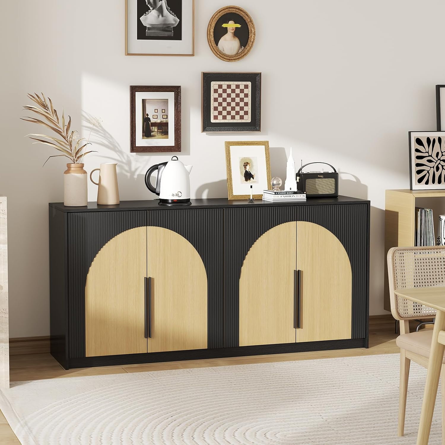 65" Sideboard Buffet Cabinet, Accent Cabinet with Large Storage, Modern ...