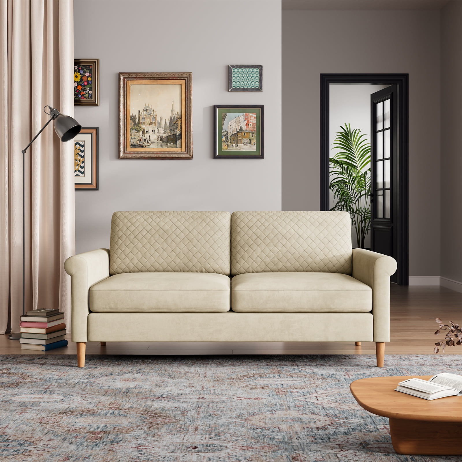 65'' Sofa,2-Seater Sofa Couch,Foam Pocket Spring Hybrid Modern Loveseat ...