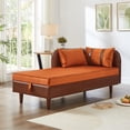 65" Storage Chaise Lounge Sofa Brown PU and Orange Velvet - Walmart.com