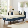 65" Storage Chaise Lounge Sofa Navy Blue PU and Beige Velvet - Walmart.com