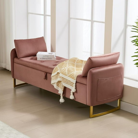 65" Storage Ottoman Bench, End of Bed Storage Bench King Size with ...